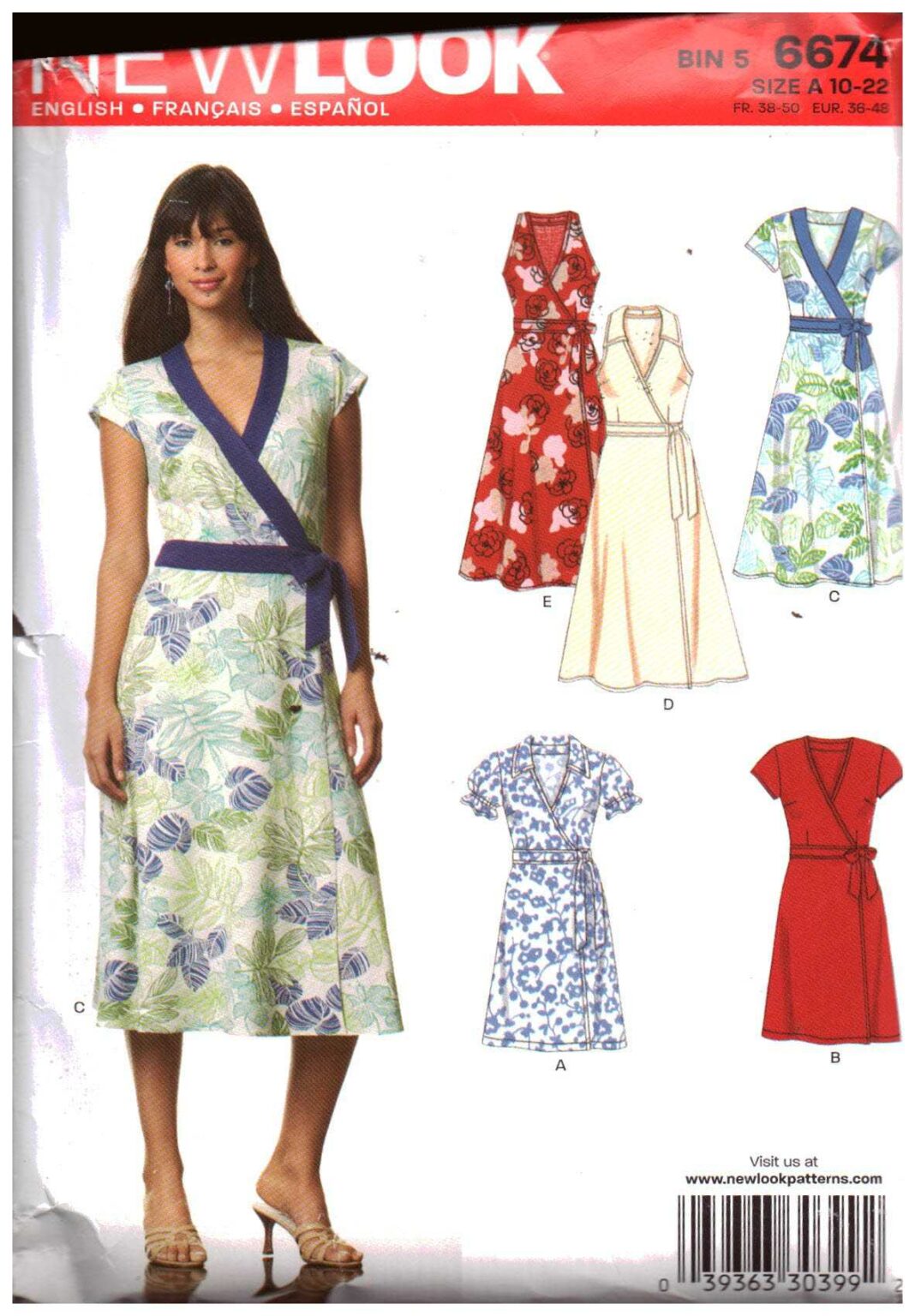 New Look 6674 Dresses Size: A 10-22 Uncut Sewing Pattern