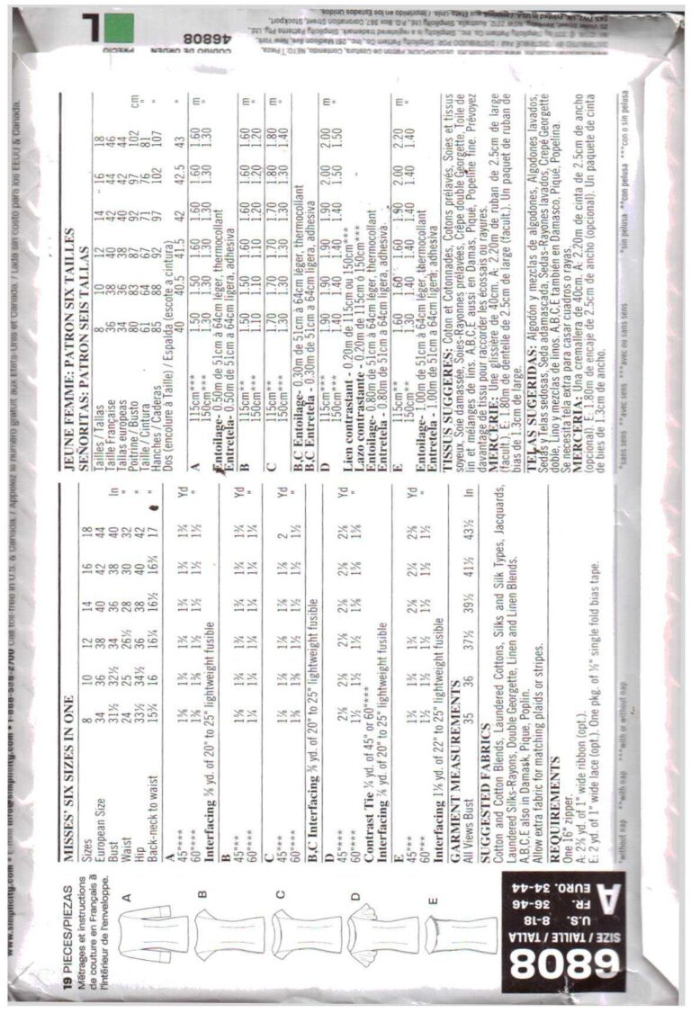 New Look 6808 Tops Size: A 8-18 Uncut Sewing Pattern