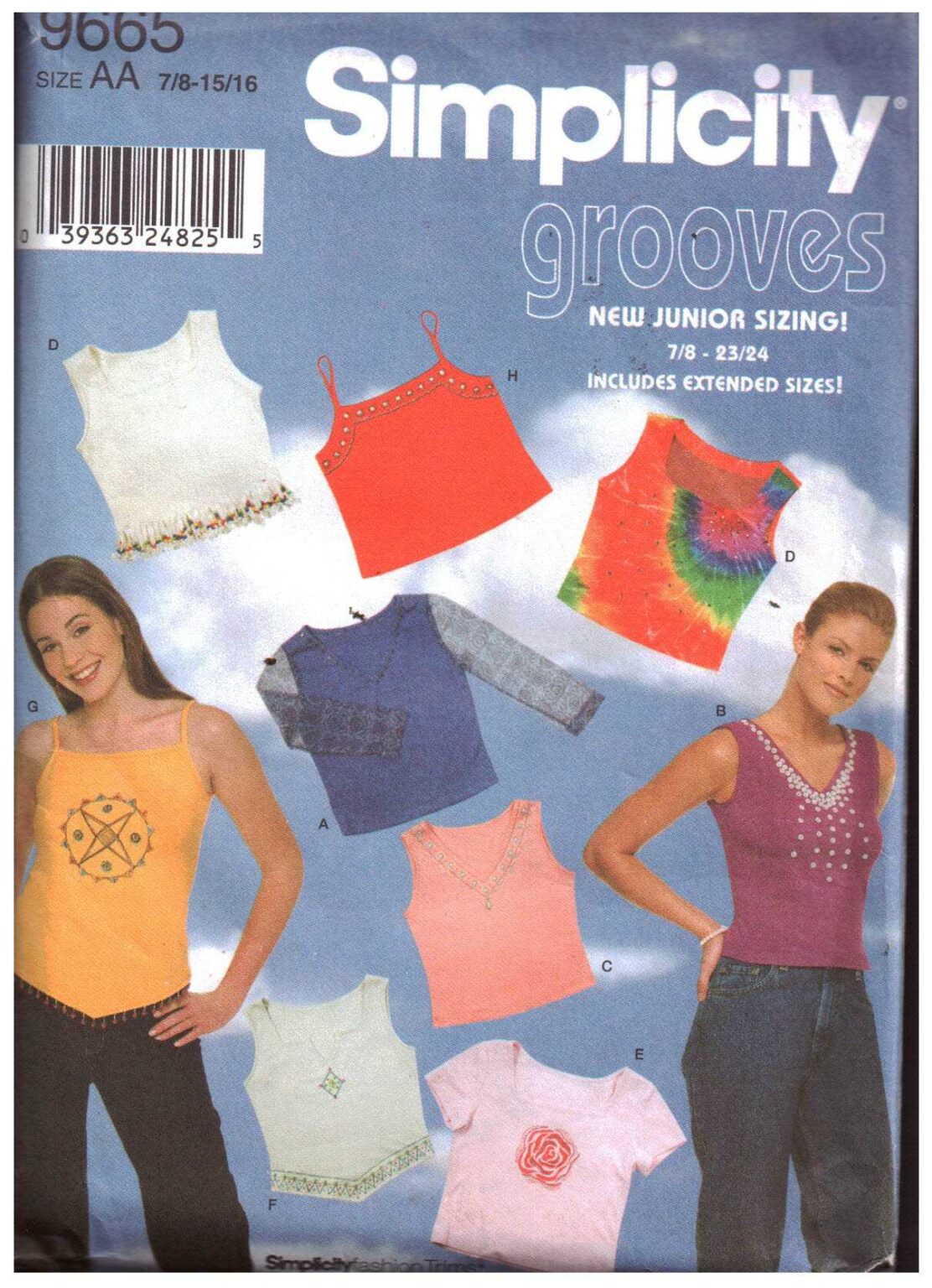 Simplicity 9665 Juniors Embellished Tops Size AA 7/8-15/16 Used Sewing ...