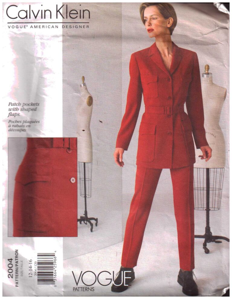 Vogue 2004 Jacket, Pants, Belt by Calvin Klein Size: 12-14-16 Uncut ...