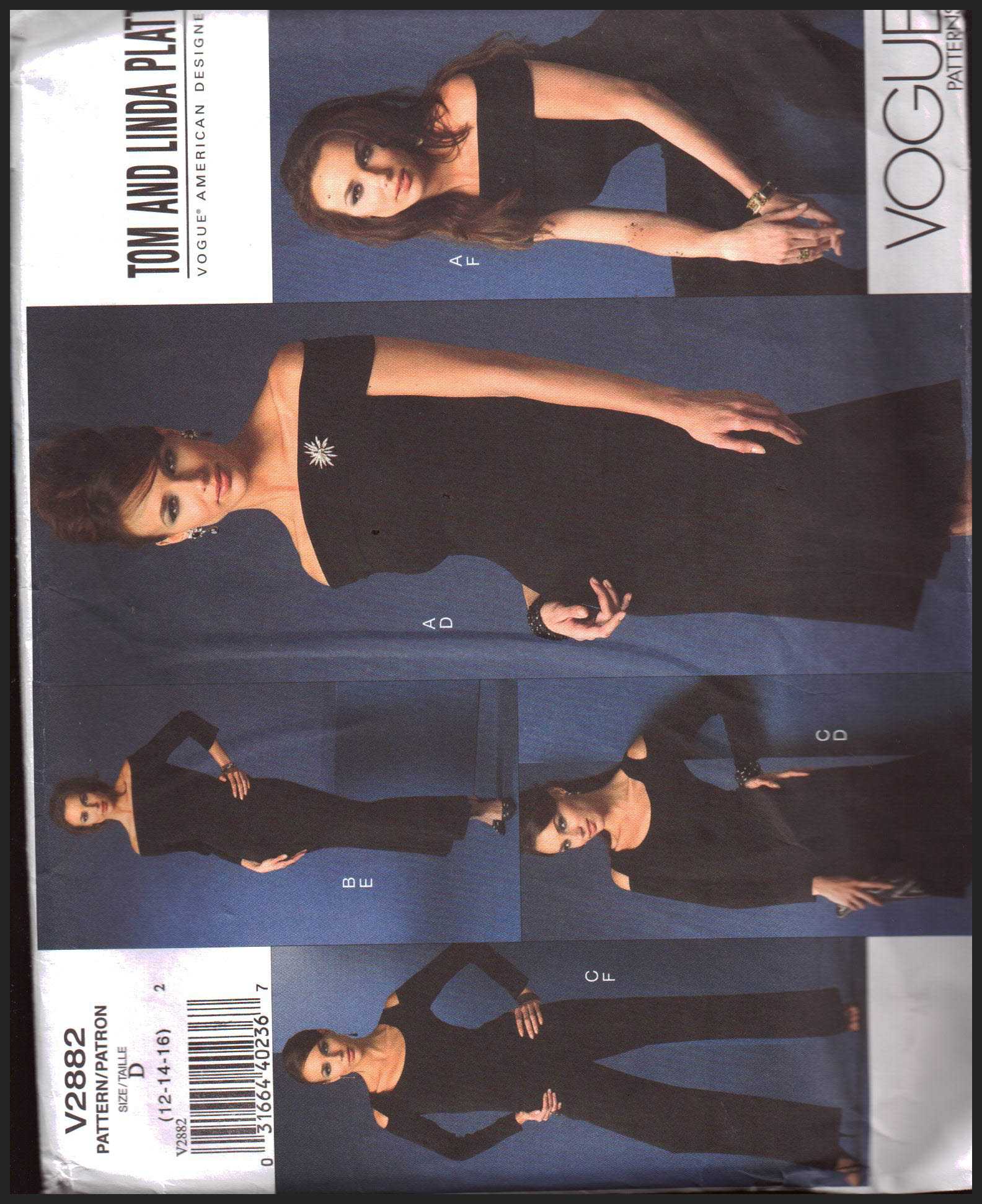 Vogue V2882 Top, Skirt, Pants by Tom and Linda Platt Size: D 12-14-16 ...