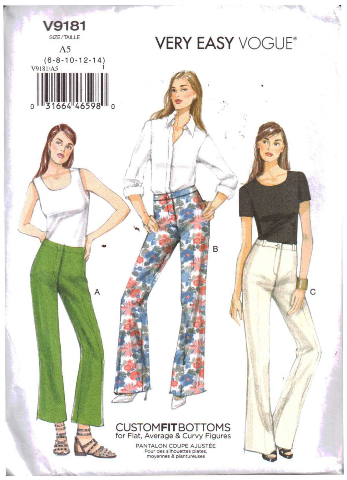 Vogue V9181 Pants Size: A5 6-8-10-12-14 Uncut Sewing Pattern – Pattern-Walk