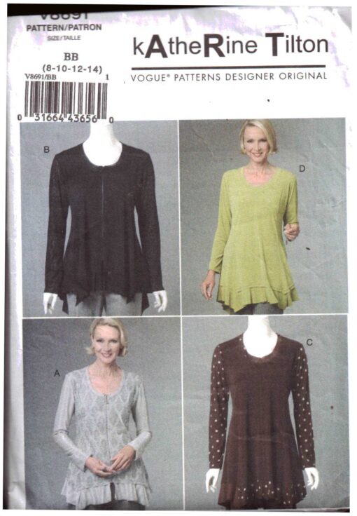 Vogue V8691 Tops by Katherine Tilton Size: BB 8-10-12-14 Used Sewing ...