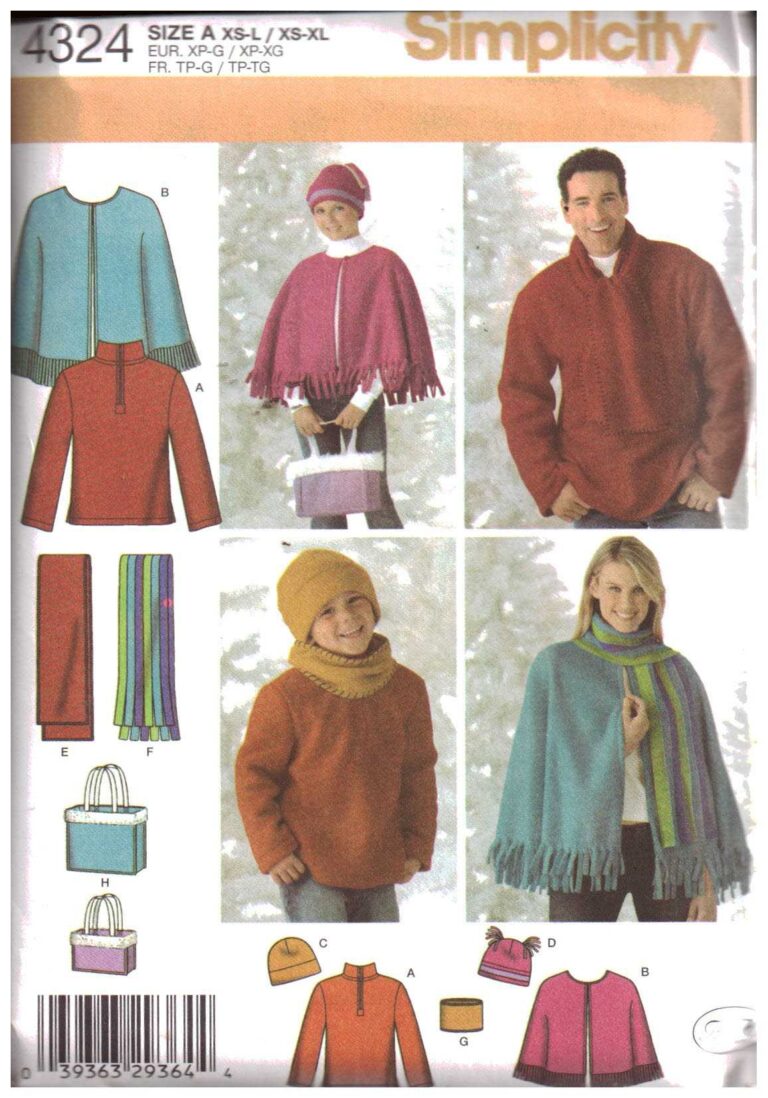 Simplicity 4324 Unisex Adult, Childs' Tops, Cape, Neck Warmer, Scarf ...