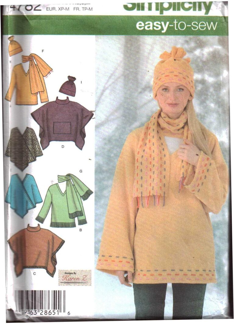 Simplicity 4782 Top, Ponchos, Scarf, Hat Size: AA XS-S-M Uncut Sewing ...