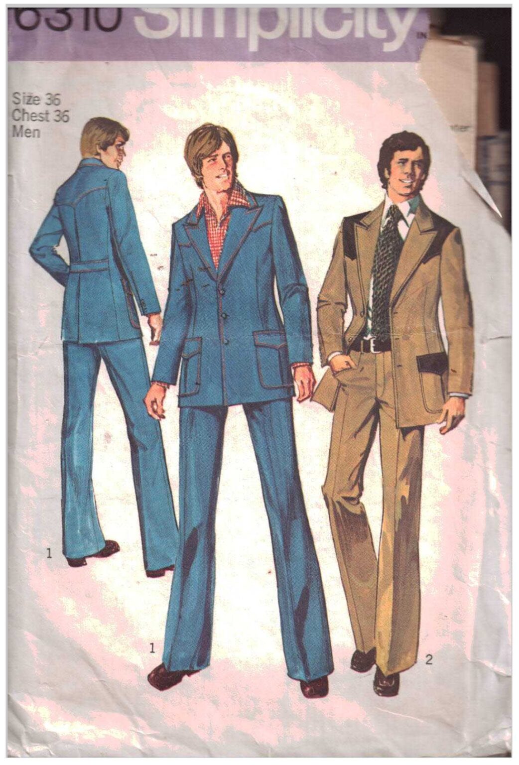 Simplicity 6310 Men's Suit - Jackiet, Pants Size: 36 Used Sewing Pattern