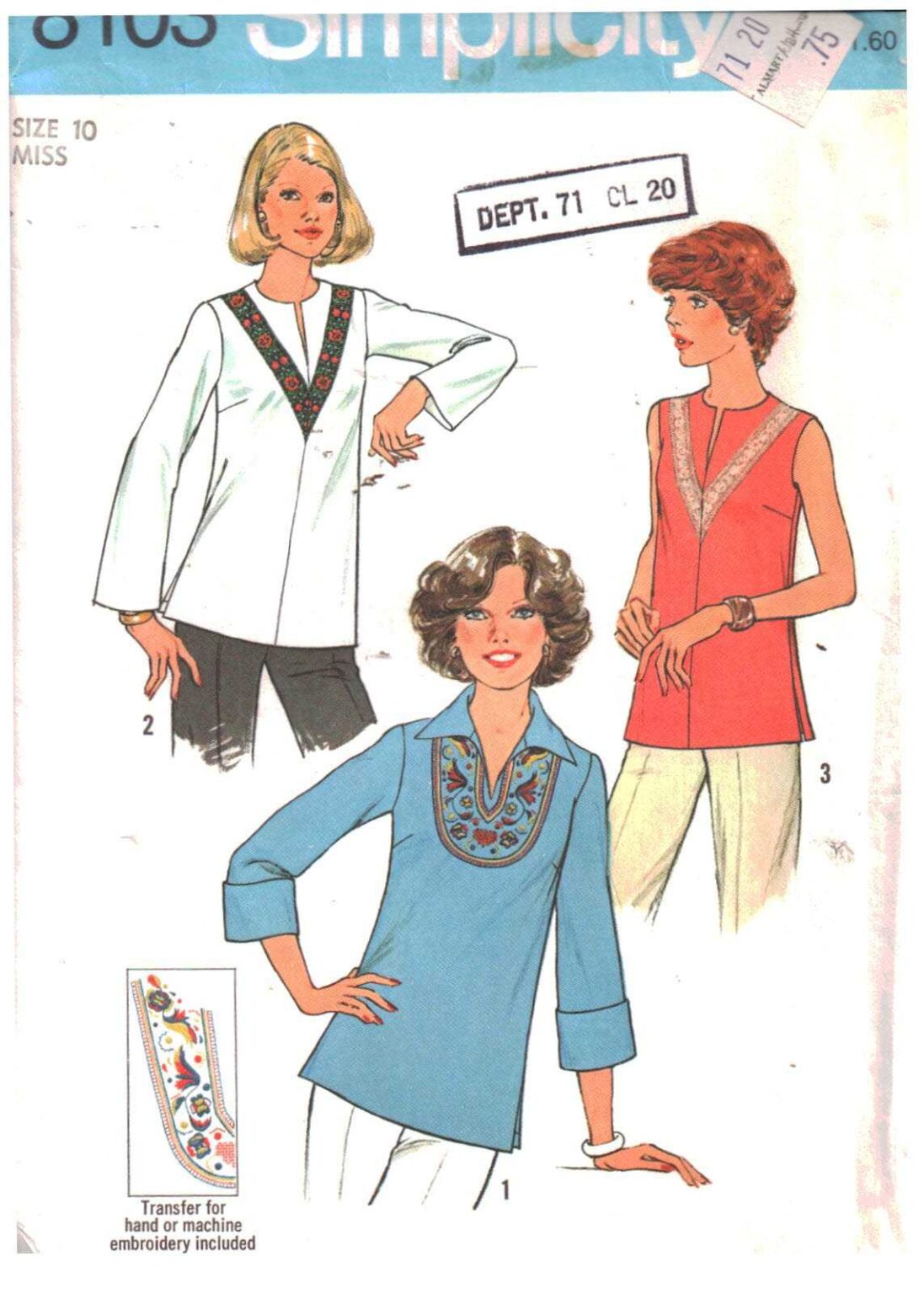 Simplicity 8103 Tops Size: 10 Uncut Sewing Pattern